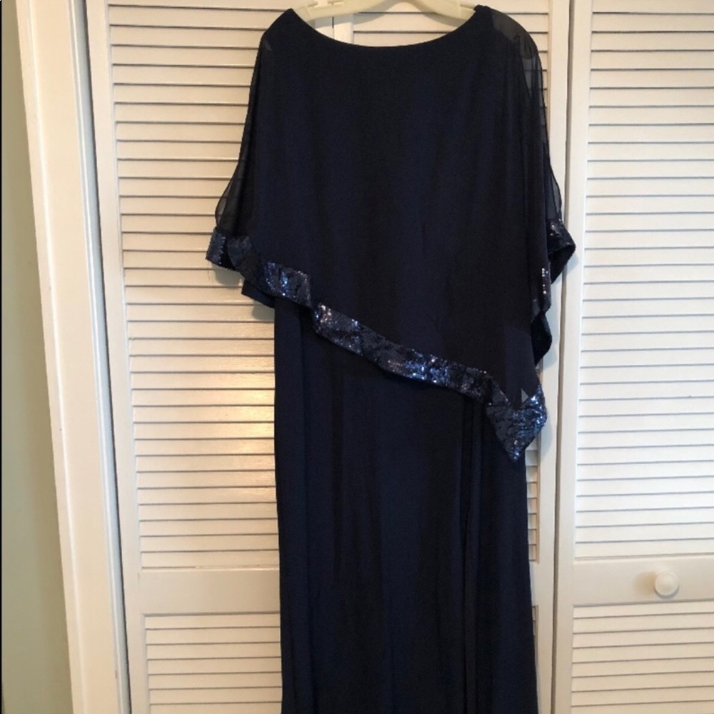 Sharp Stretch Xscape Dress Gown With Sequin Navy - Gem